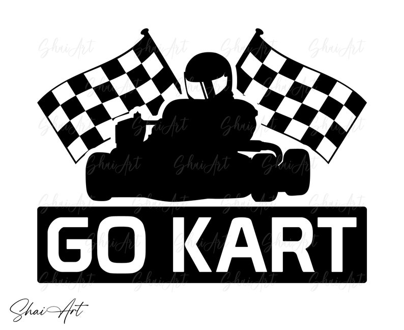 Go Kart Svg, Go Kart Racer With Racing Flag Svg, Svg, Png, Cricut, Dxf ...