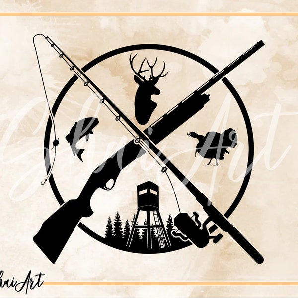 Hunting Fishing Svg - Etsy