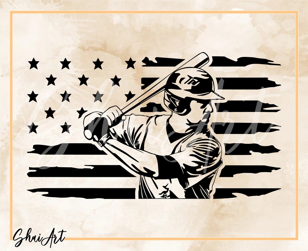 Baseball Batter US Flag Svg File, Baseball Svg, Svg, Png, Cricut, Dxf ...
