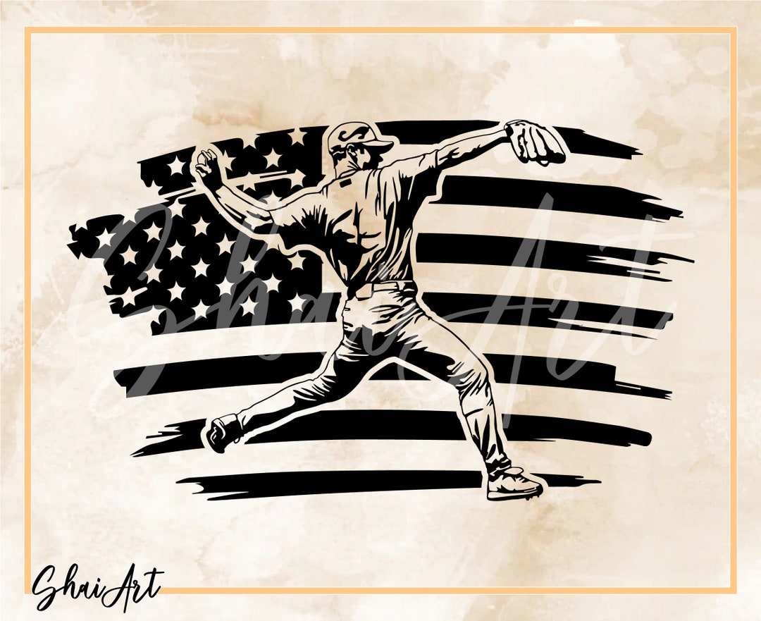 Baseball Pitcher US Flag Throwing Svg File, Baseball Svg, Softball Svg ...