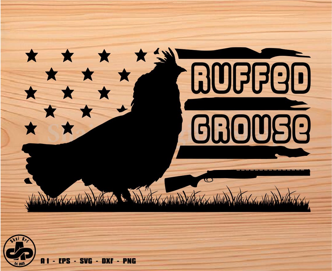 Ruffed Grouse on Grass With Shotgun in US Flag - Ruffed Grouse Svg, Svg ...