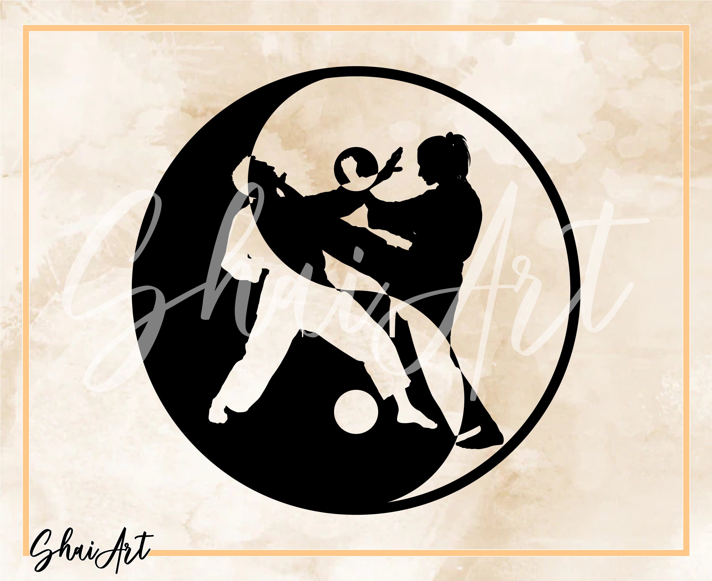 Karate Boy and Girl Sparring in Yin Yang Karate Svg - Etsy