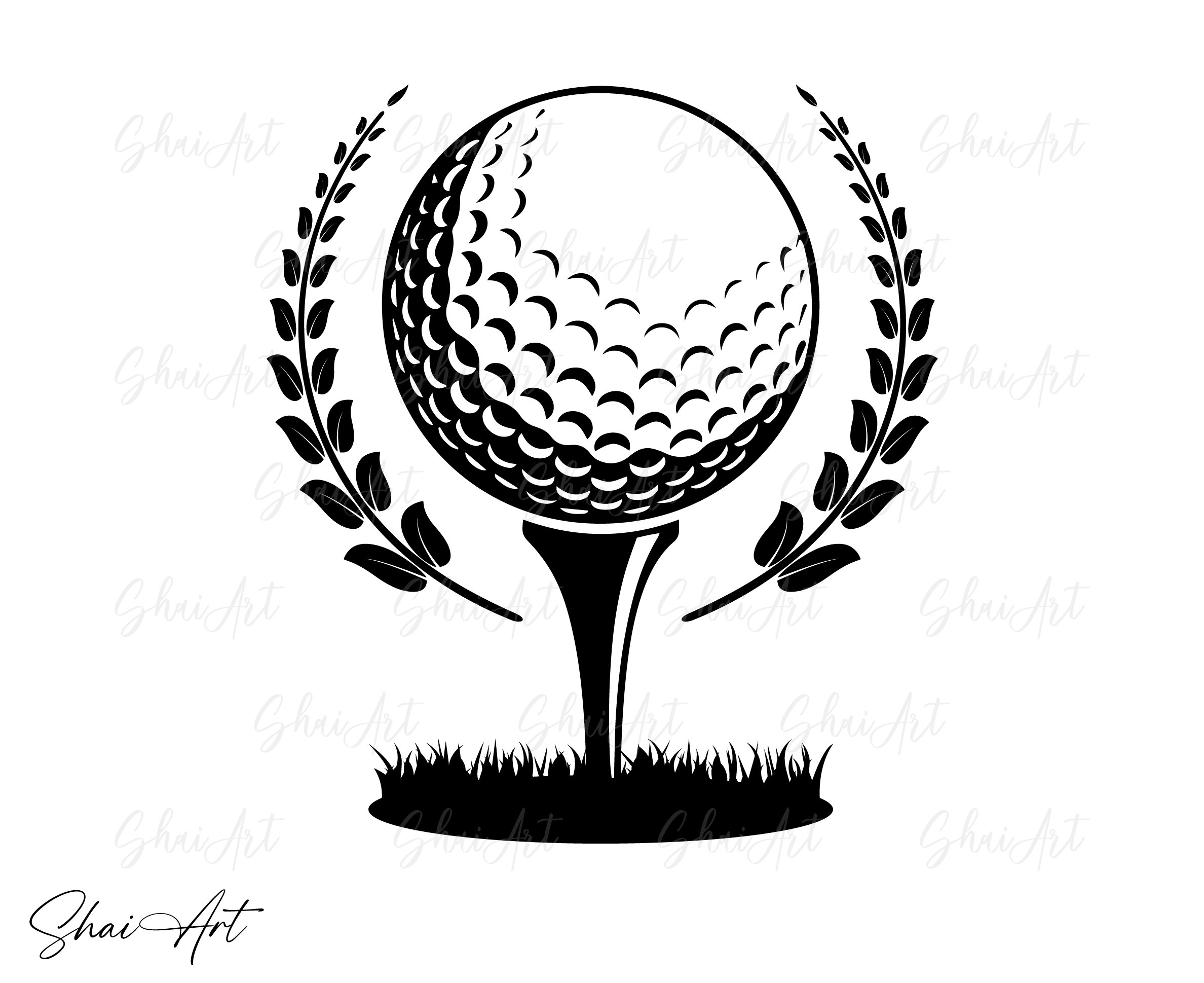 Golf Ball Laurel Leaves Svg File, Golf Svg, Golfing Svg, Golfer Svg ...