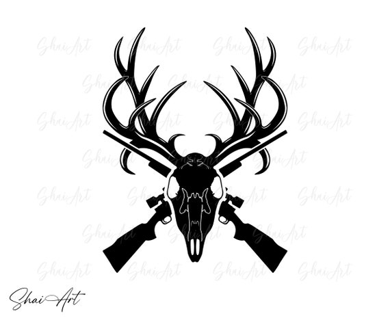 Deer Skull With Rifles Svg Deer Svg Deer Hunting Svg Svg - Etsy