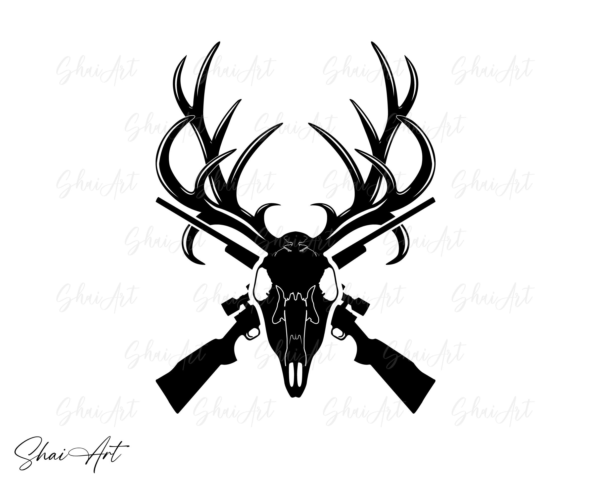 Deer Skull With Rifles Svg Deer Svg Deer Hunting Svg Svg - Etsy