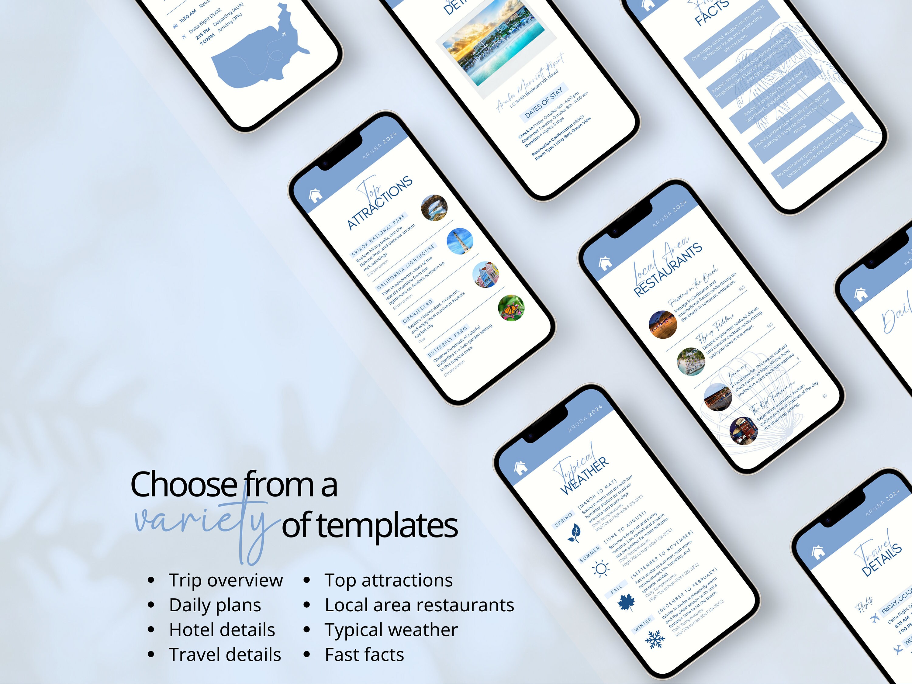Coastal Luxury Digital Travel Itinerary Template | Mobile Travel ...