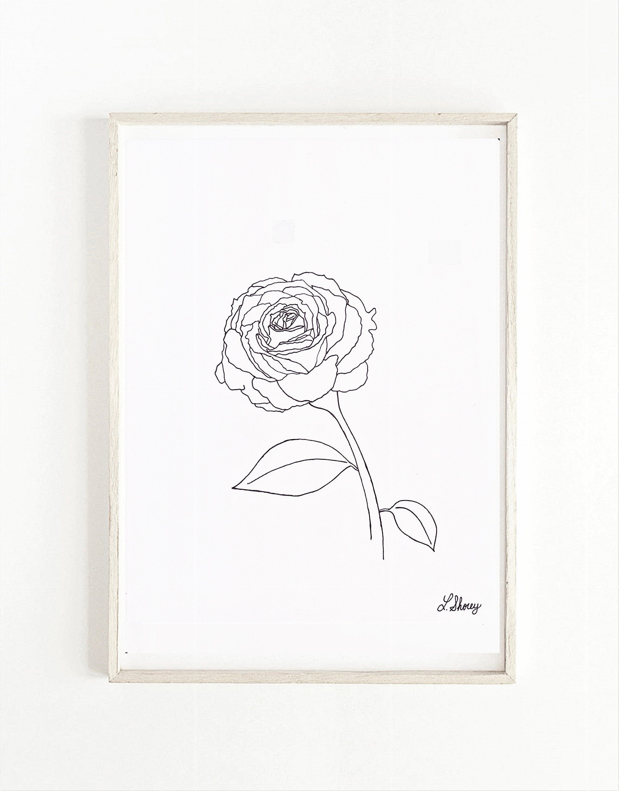 Rose Line Art, Rose Print, Rose Art, Botanical Rose Flower Wall Art ...