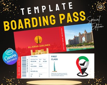 Editable Boarding Pass Template, Canva Boarding Pass, Customizable ...
