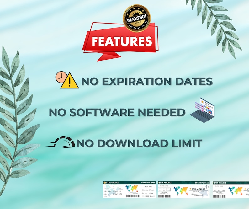 Editable Airline Digital Boarding Pass Template, Travel Pass, Air ...