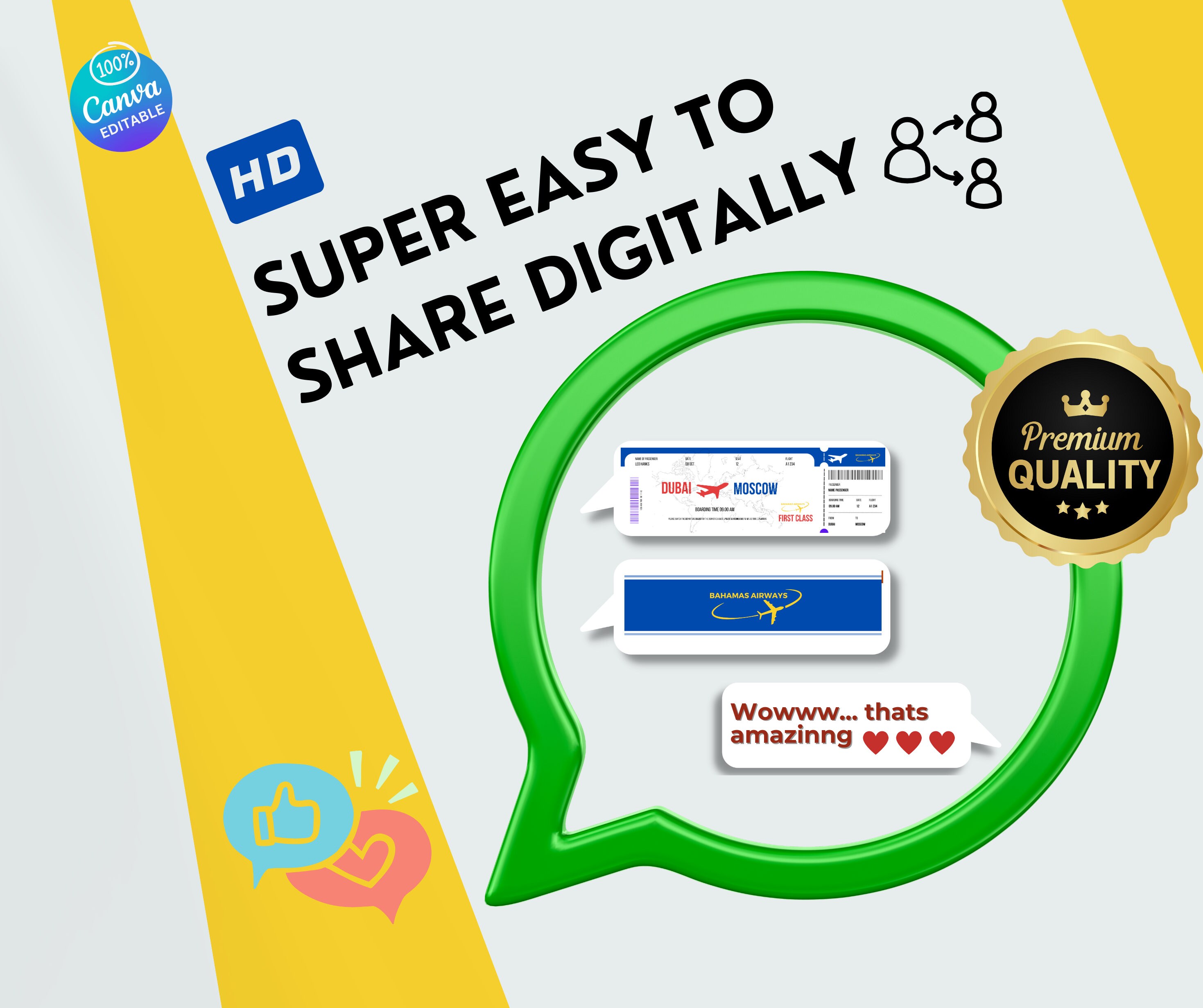 Editable Airline Dubai Boarding Pass Digital Boarding Pass - Etsy