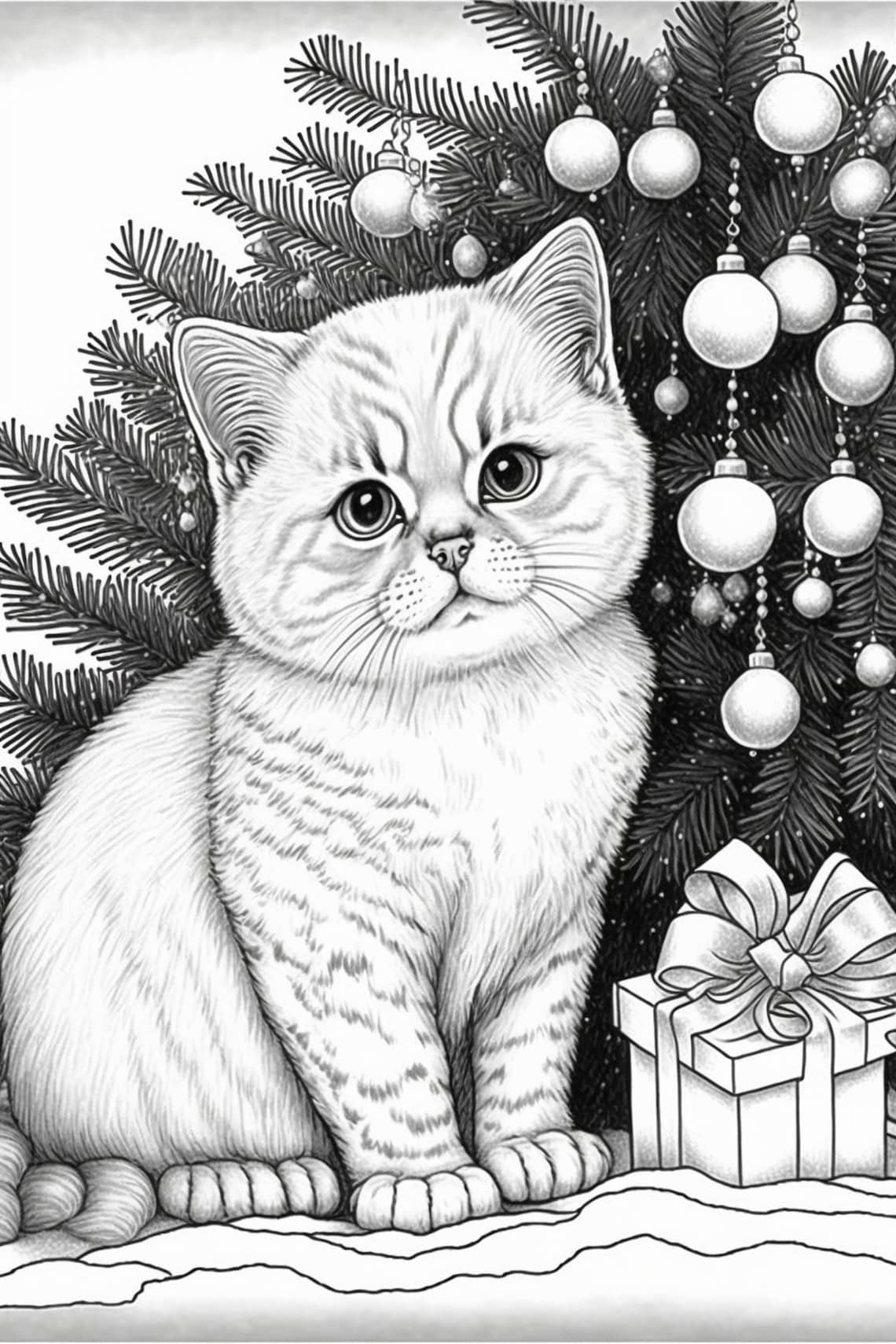 5 Page Downloadable, Printable Coloring PDF: Holiday Christmas Kitty ...