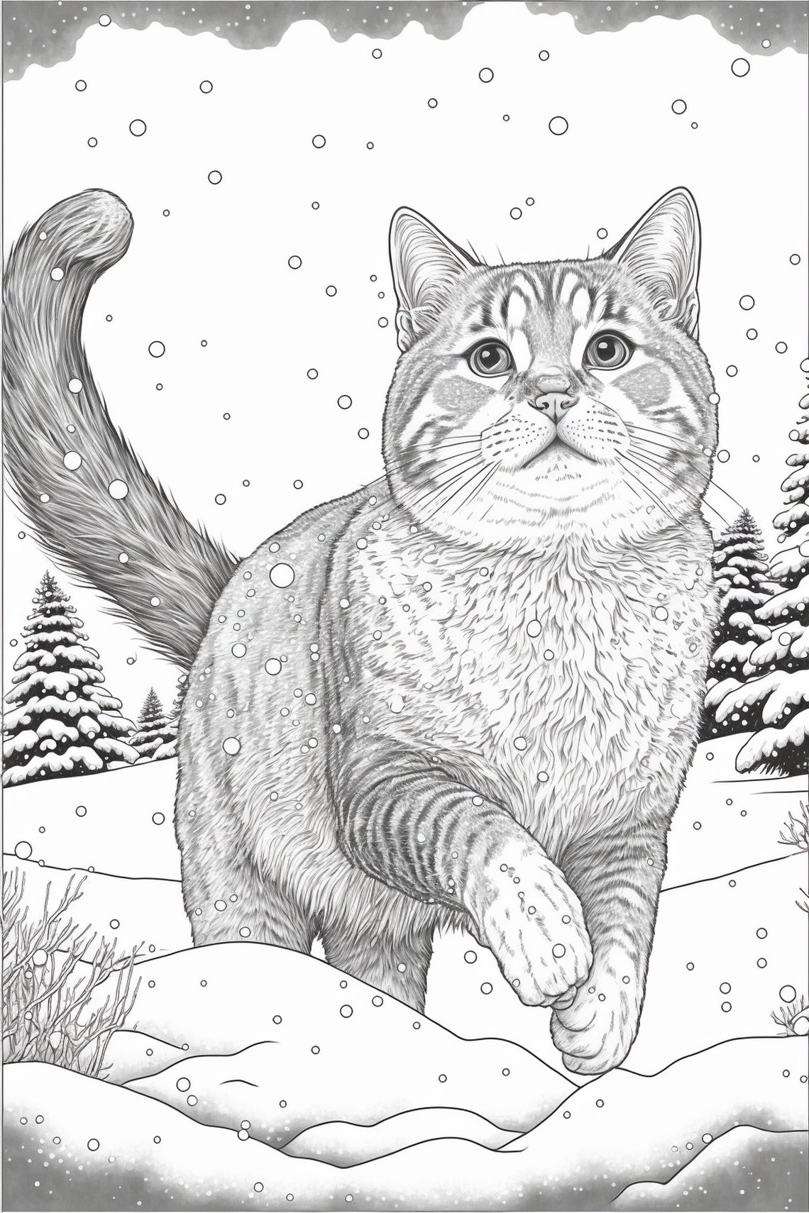 5 Page Downloadable, Printable Coloring PDF: Holiday Christmas Kitty ...