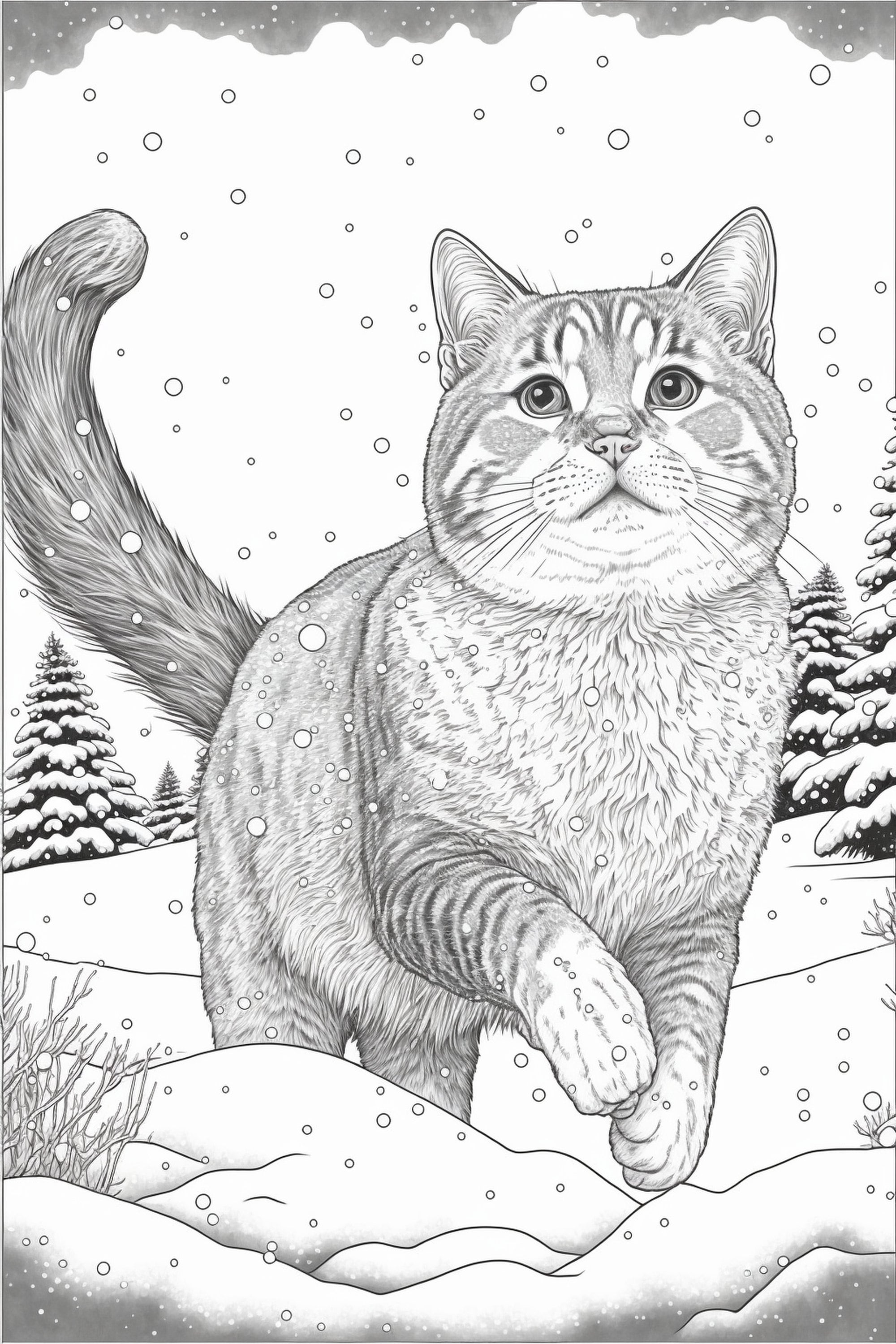 5 Page Downloadable, Printable Coloring PDF: Holiday Christmas Kitty ...