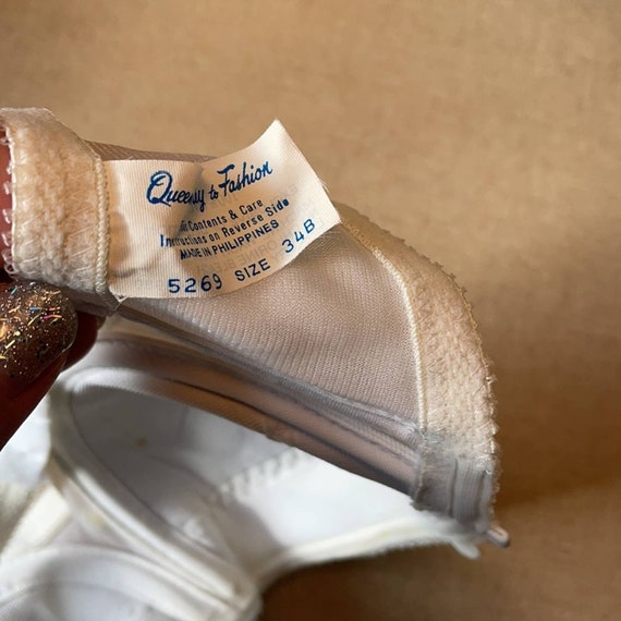 Vintage 80s White Beaded Strapless Bustier Bra - 34B - Gem