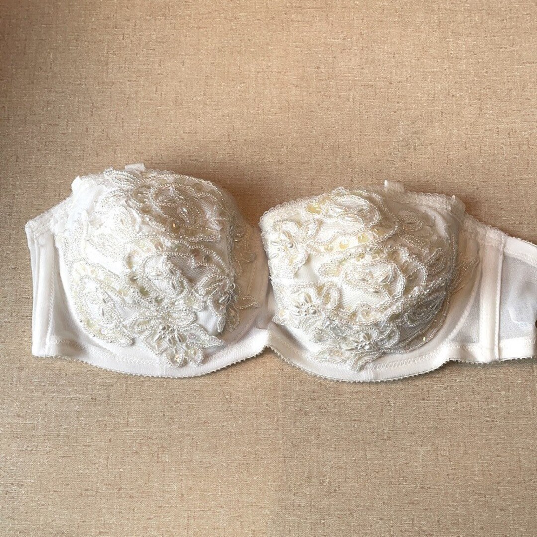 White Strapless Bra With Sequin Seed Pearl and Beadwork 34B - Etsy