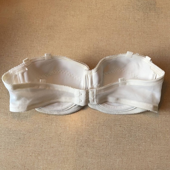 Vintage 80s White Beaded Strapless Bustier Bra - 34B - Gem