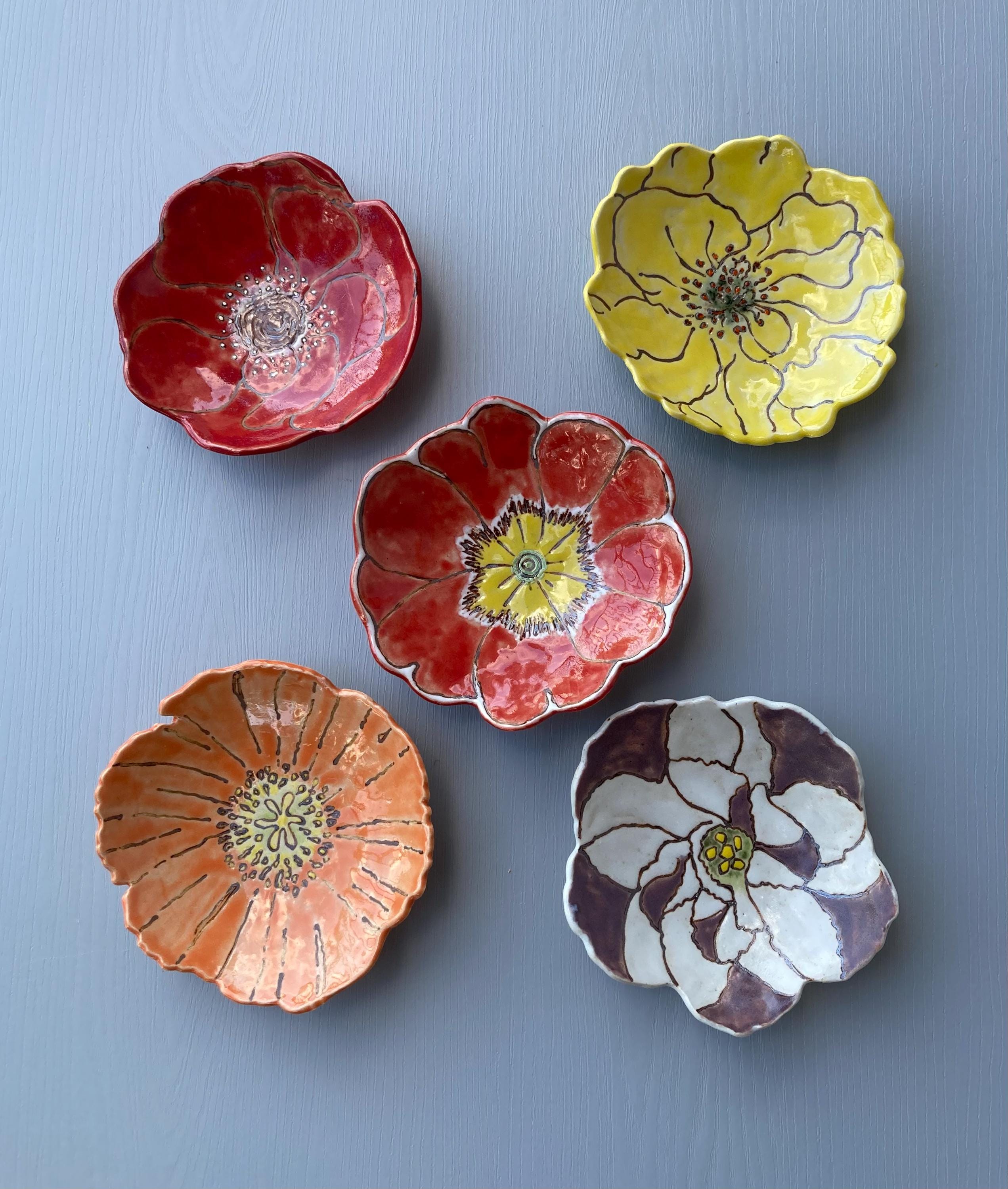 Ceramic Flower Shaped Small Plates - Etsy