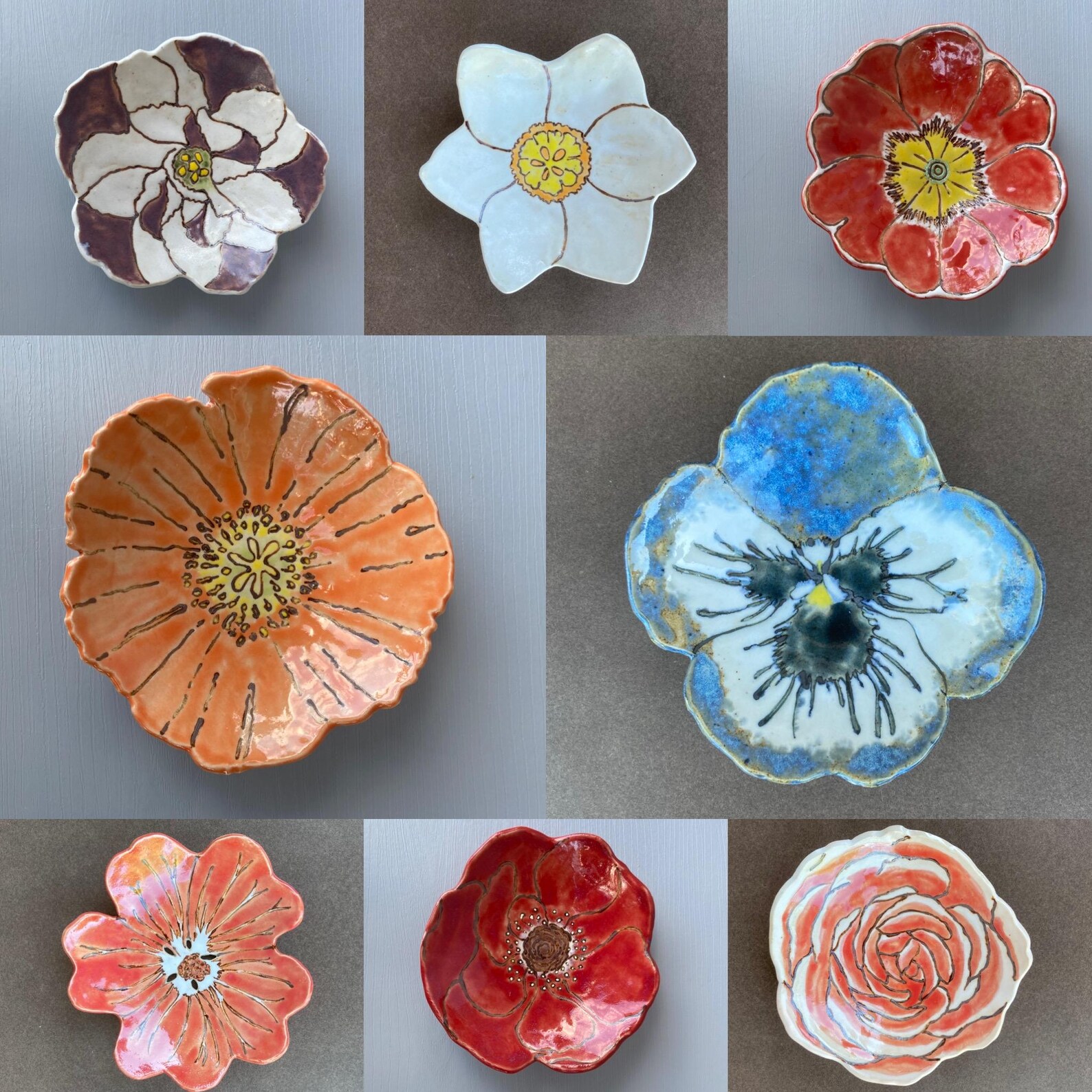 Ceramic Flower Shaped Small Plates - Etsy