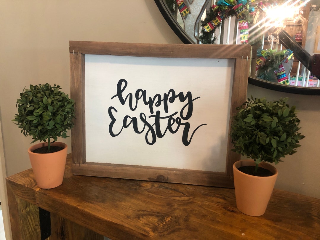 Happy Easter Wall Art, Farmhouse Happy Easter - Etsy