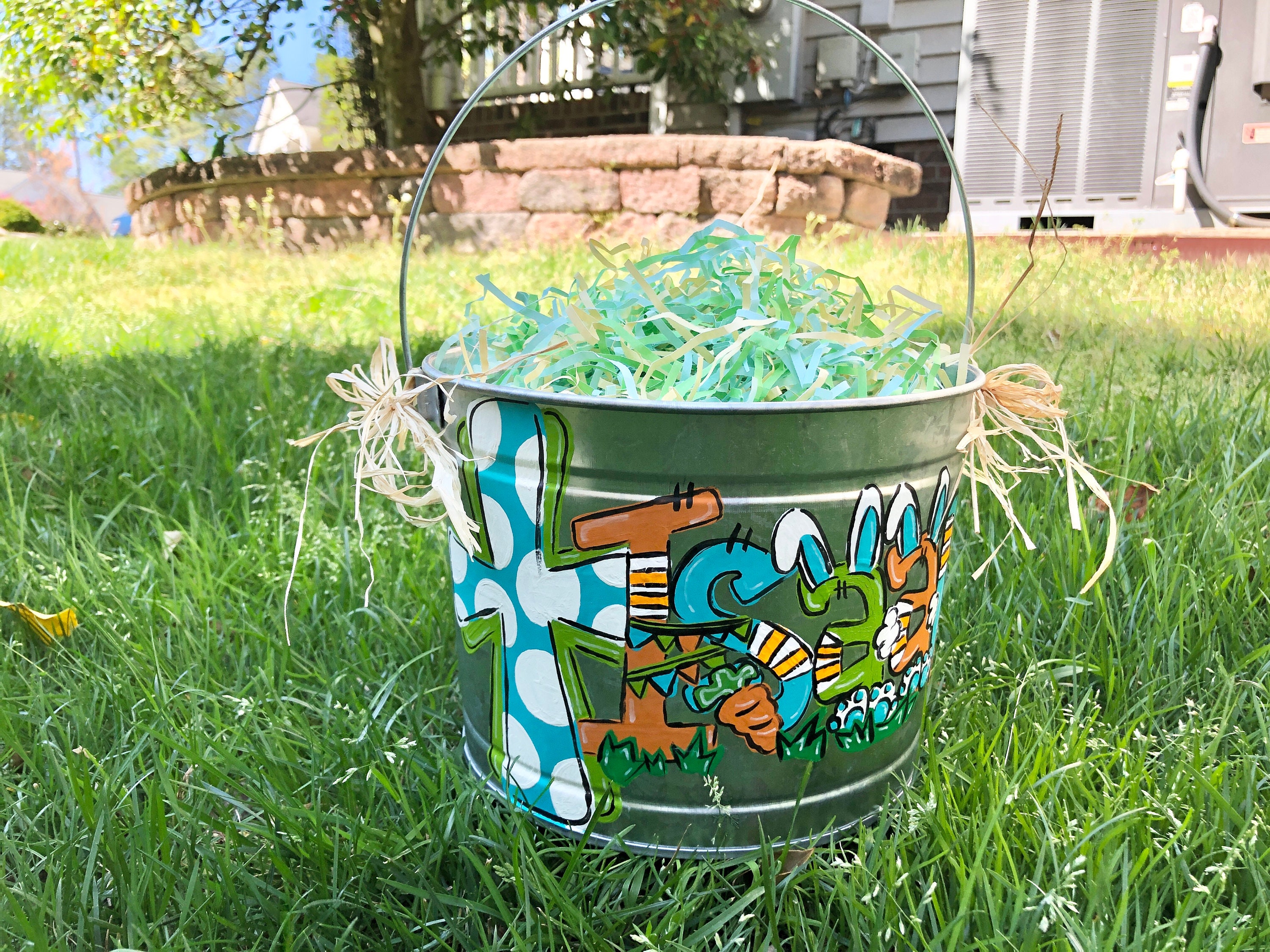Personalized Easter Bucket With Easter Font and Cross - Etsy