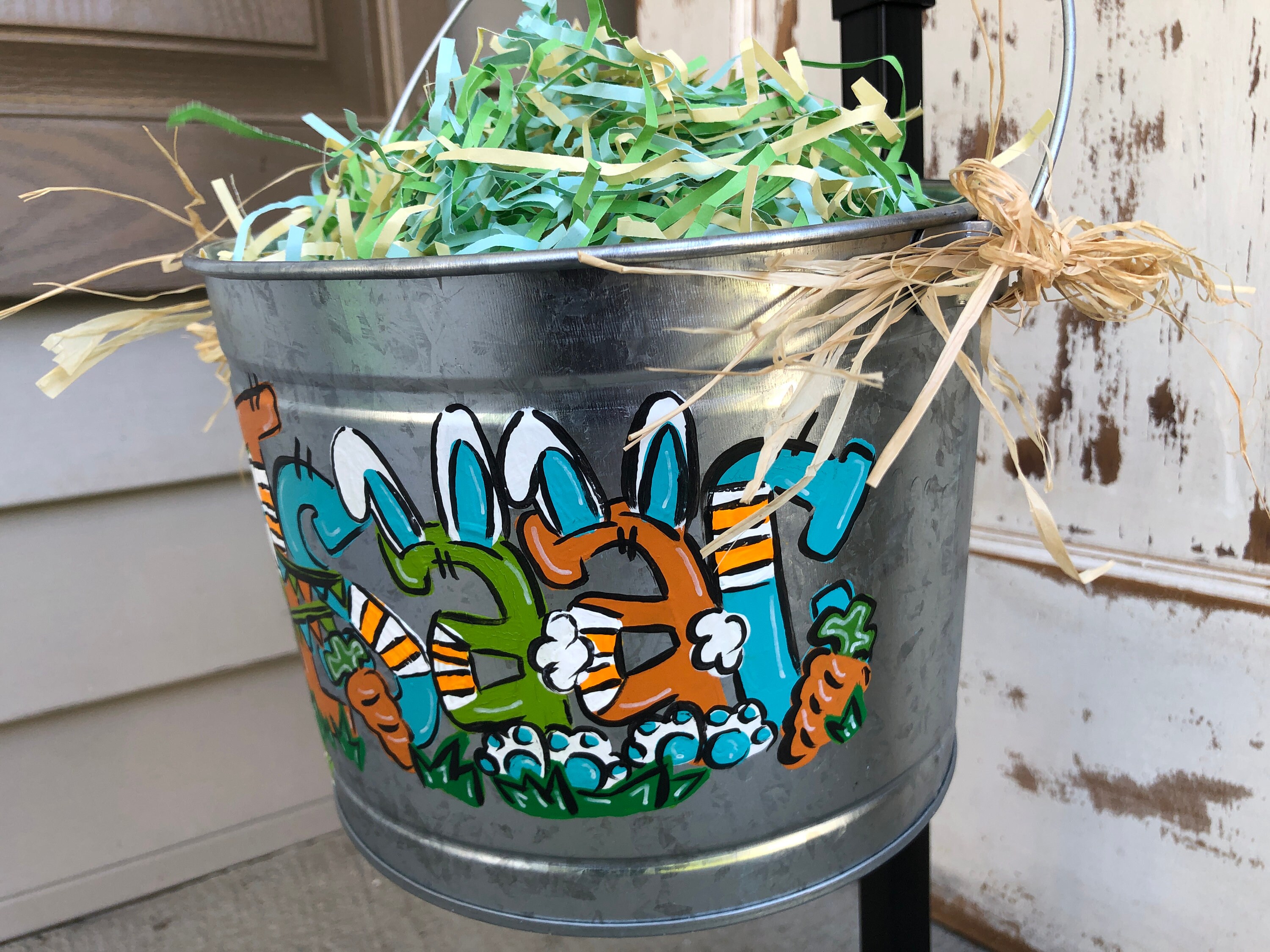 Personalized Easter Bucket With Easter Font and Cross - Etsy