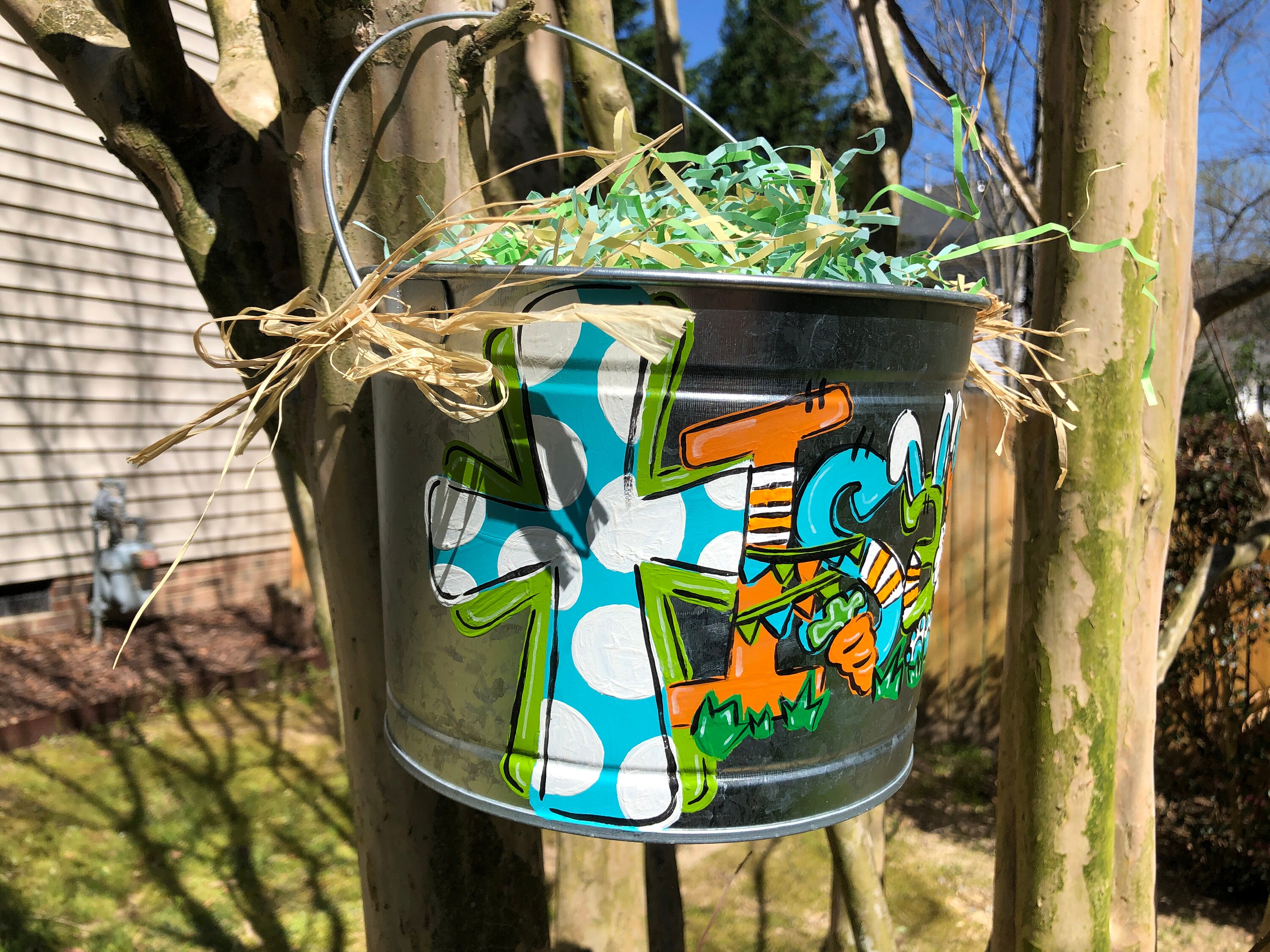 Personalized Easter Bucket With Easter Font and Cross - Etsy