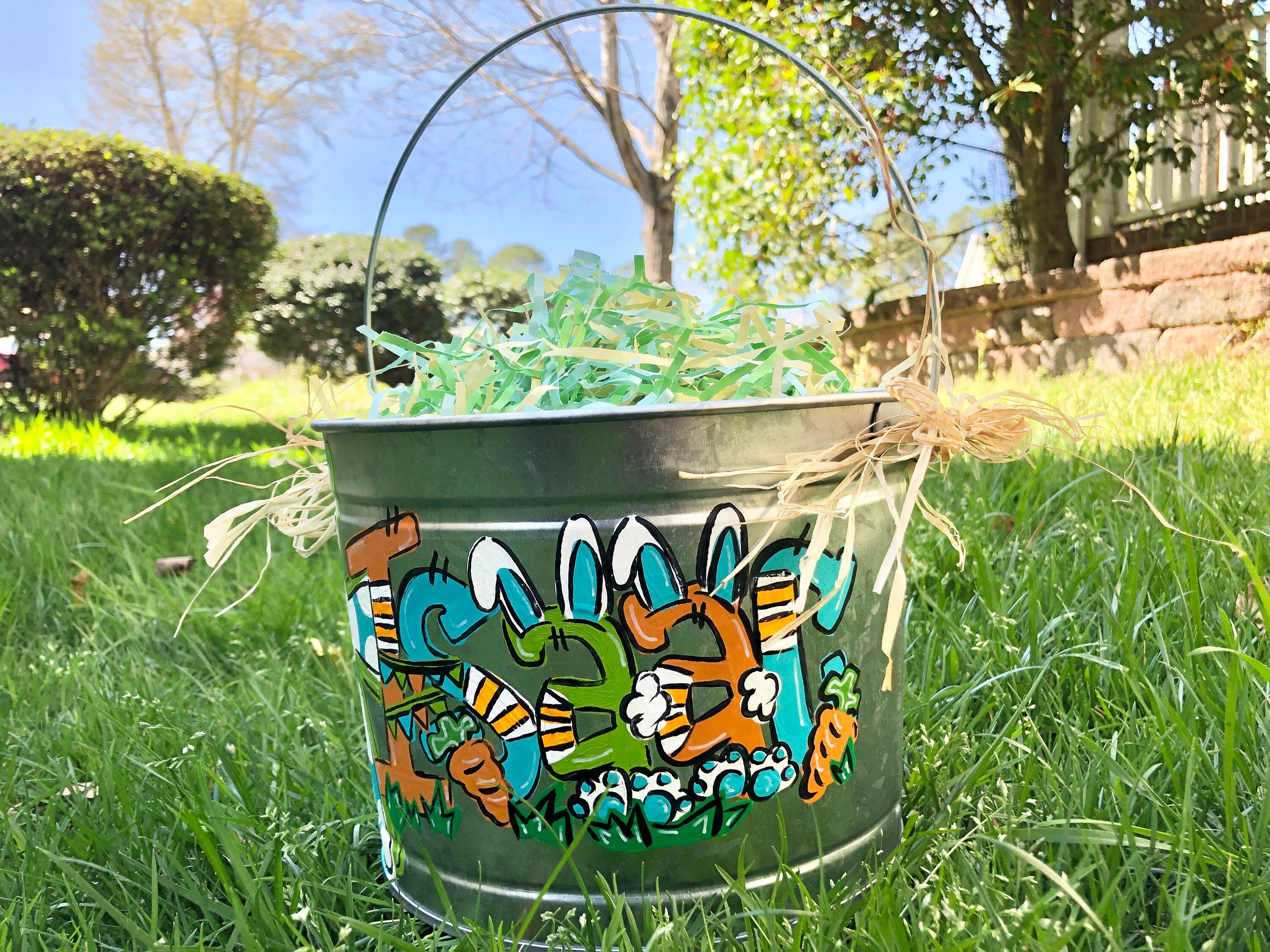 Personalized Easter Bucket With Easter Font and Cross - Etsy