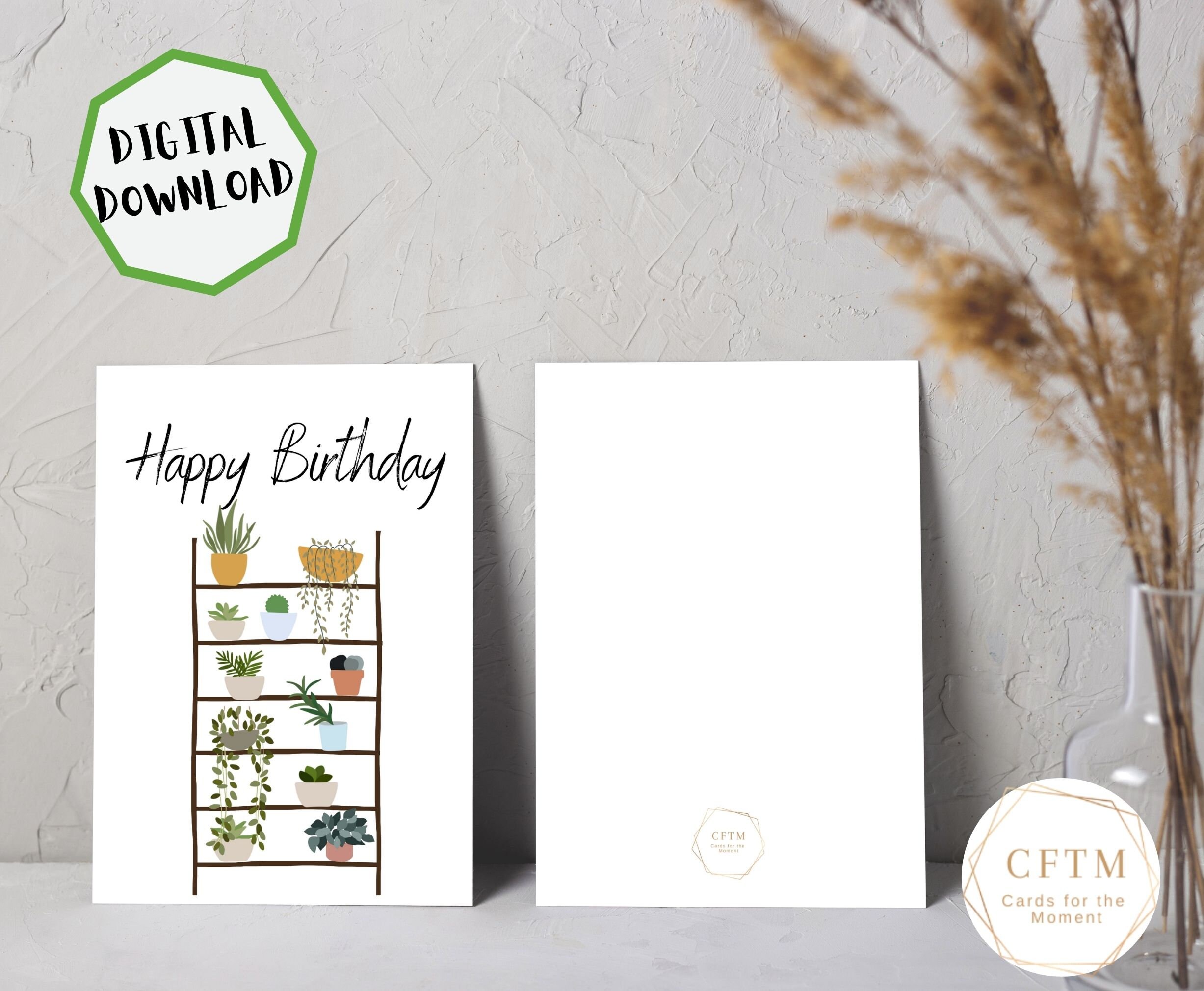 Printable Plant Birthday Card Instant Download Plant Lover Birthday ...