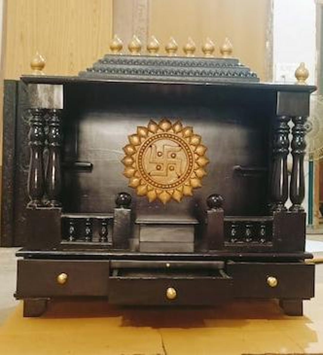 Pooja Mandir Handmade Wooden Temple Make With Teakwood With Swastik ...