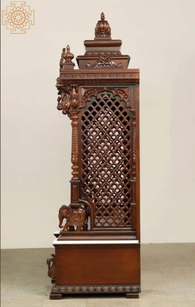 72" Handcrafted Wooden Temple Made With Pure Teakwood Antique Finish ...