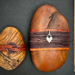 Sold as a Set, Handwoven Leather Wrapped Centering Stones, Meditation ...