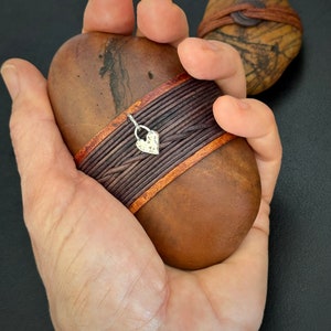 Sold as a Set, Handwoven Leather Wrapped Centering Stones, Meditation ...