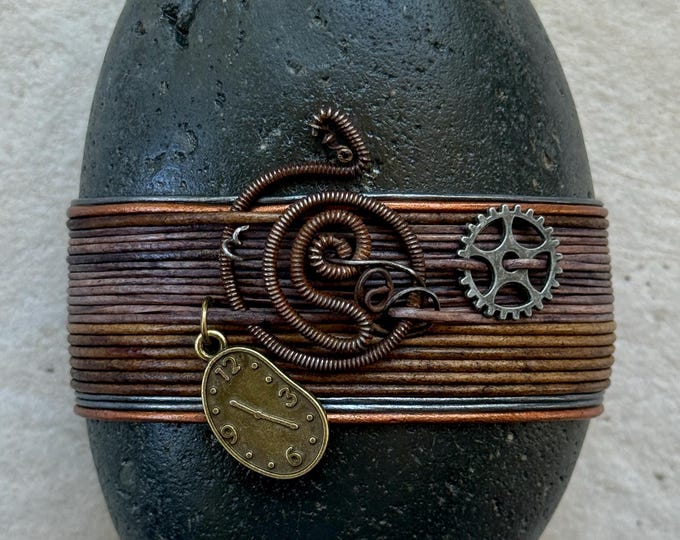 Large Random Weave Wrapped Rock, Wrapped Stone, Zen Stone, Leather ...