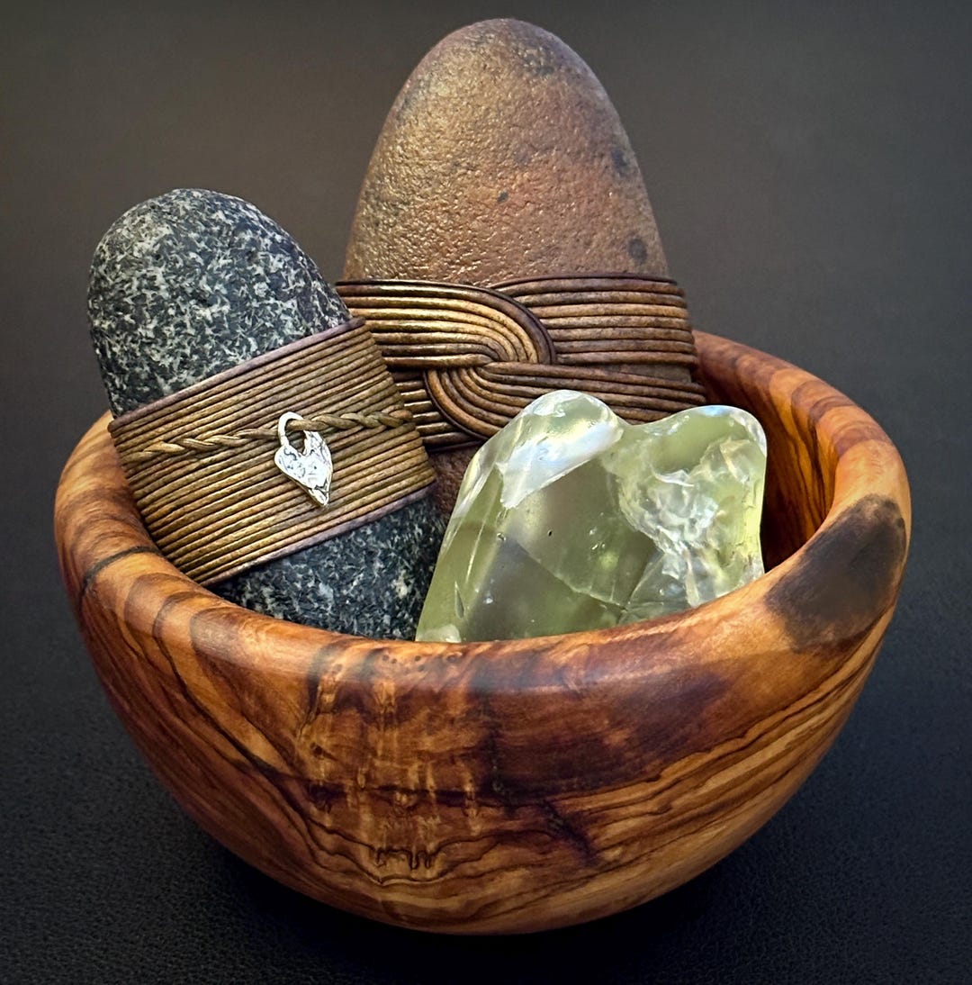 Sold as a Set, Handwoven Leather Wrapped Rocks, Centering Stones, and ...