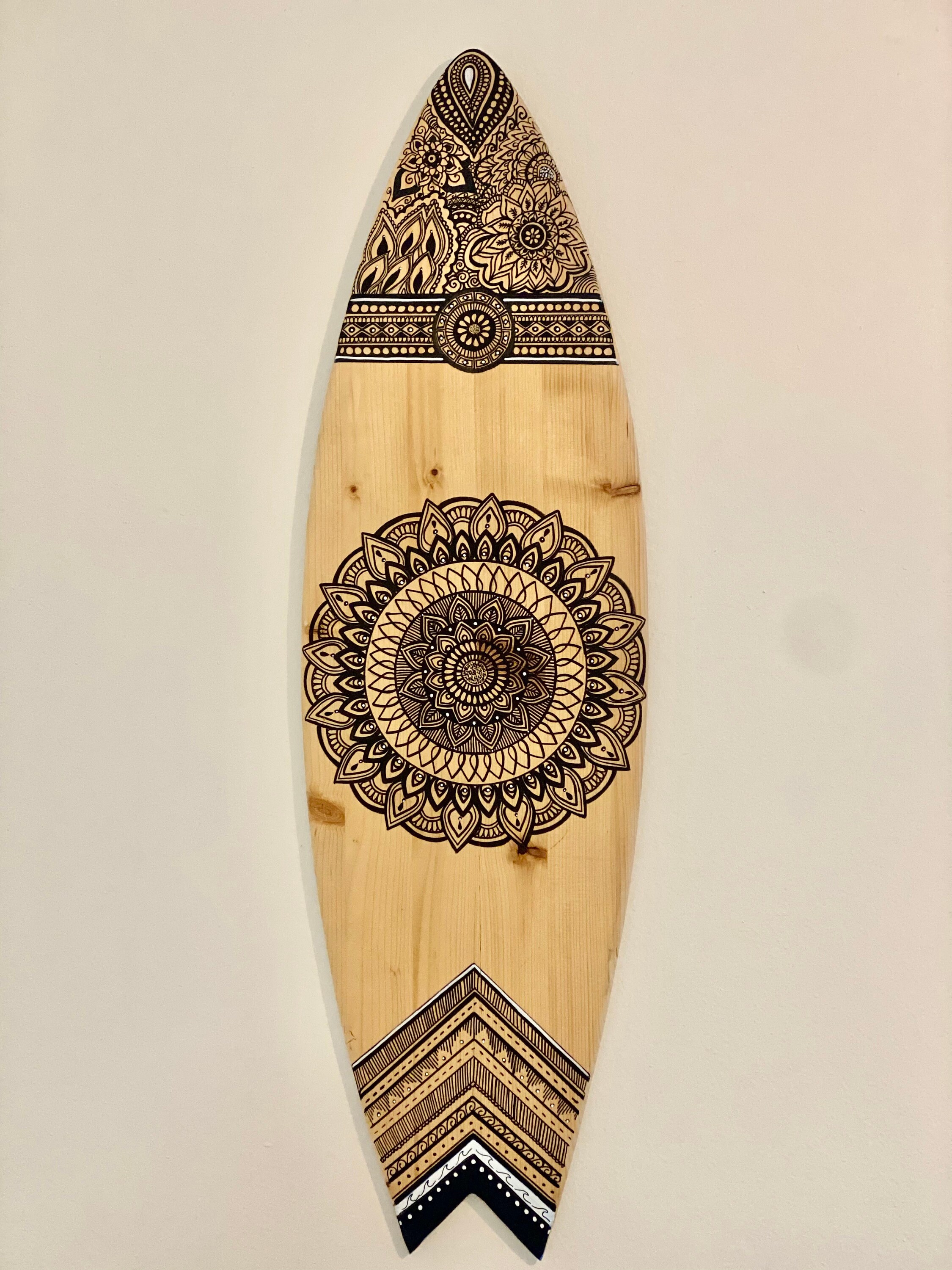 Hand Painted Wooden Mini Surf Board, Skateboard, Skate Deck, Surf Art ...