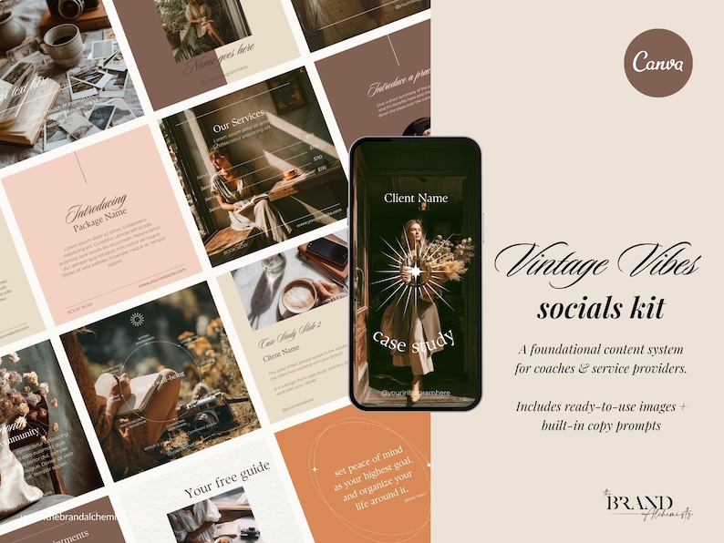 Moody Vintage Canva Templates | Old Money Aesthetic Branding Kit ...