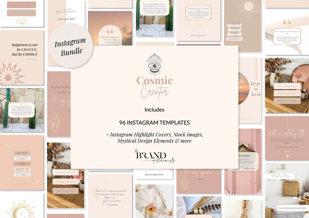 Boho Instagram Template Bundle: Neutral Holistic Design (canva) - Etsy