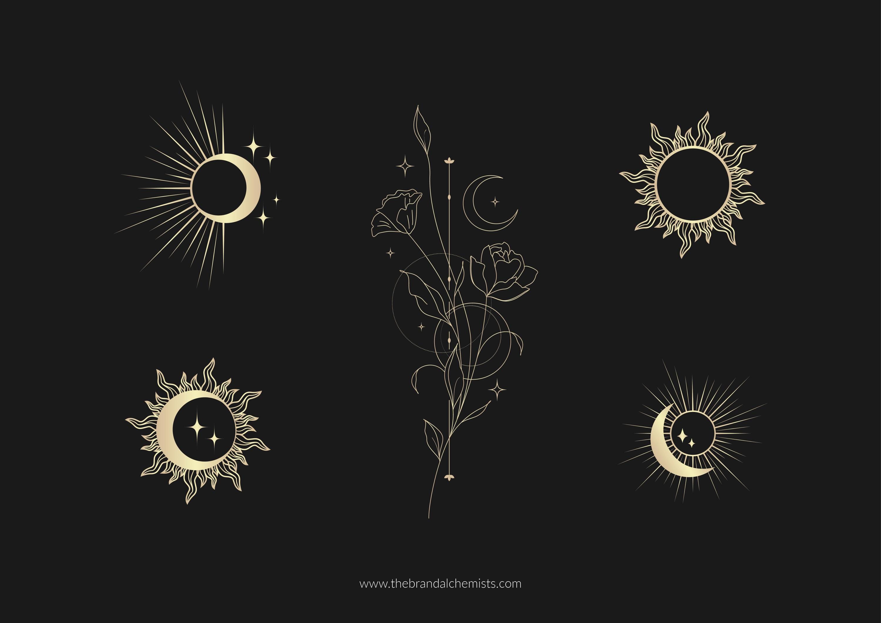 Celestial PNG Design Elements | Gold Clipart | Moon Graphics | Boho Sun ...