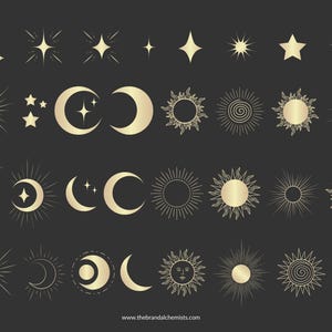 Gold Mystical Design Elements | Mystical Clipart | Star Graphics | Boho ...