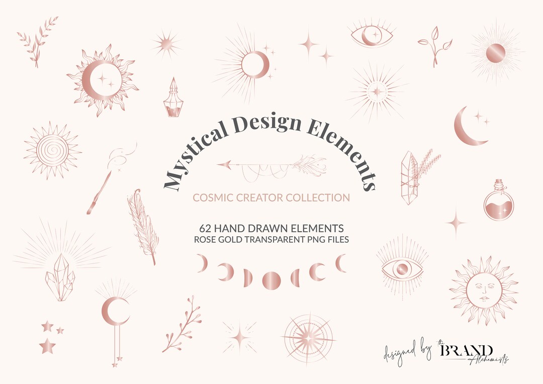 Rose Gold Mystical Design Elements | Mystical Clipart | Star Graphics ...