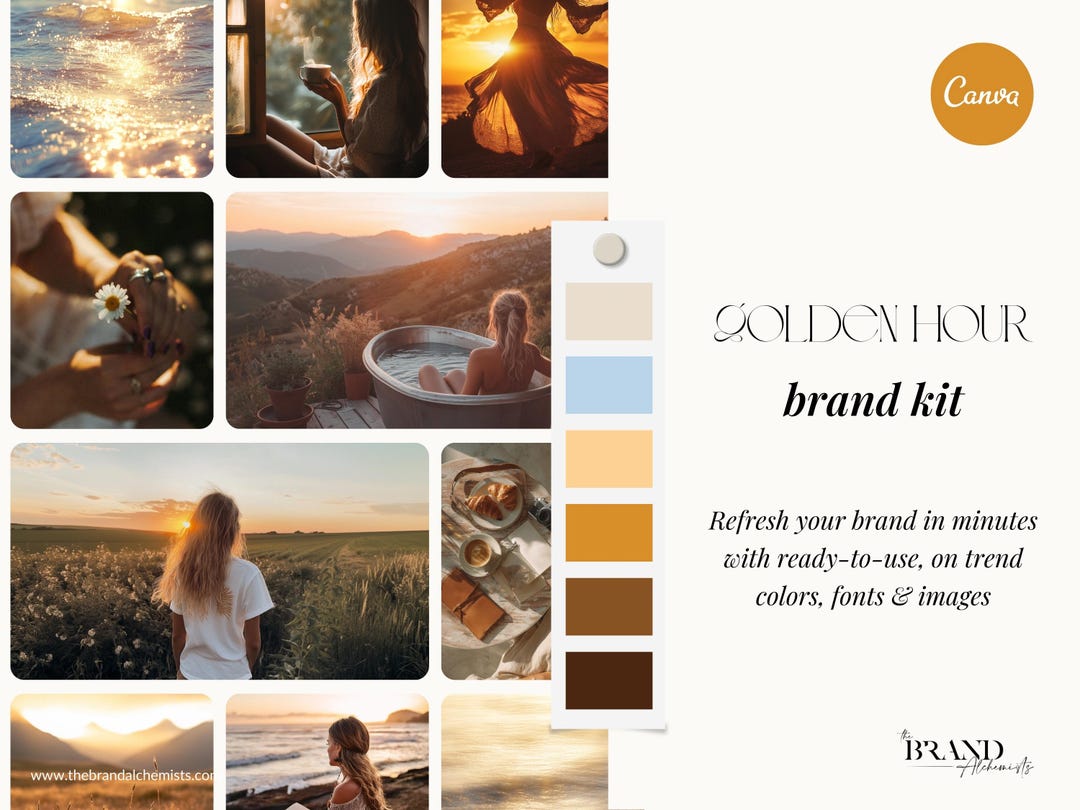 Golden Hour Aesthetic Brand Kit | Boho Color Palette, Stock Photos and ...
