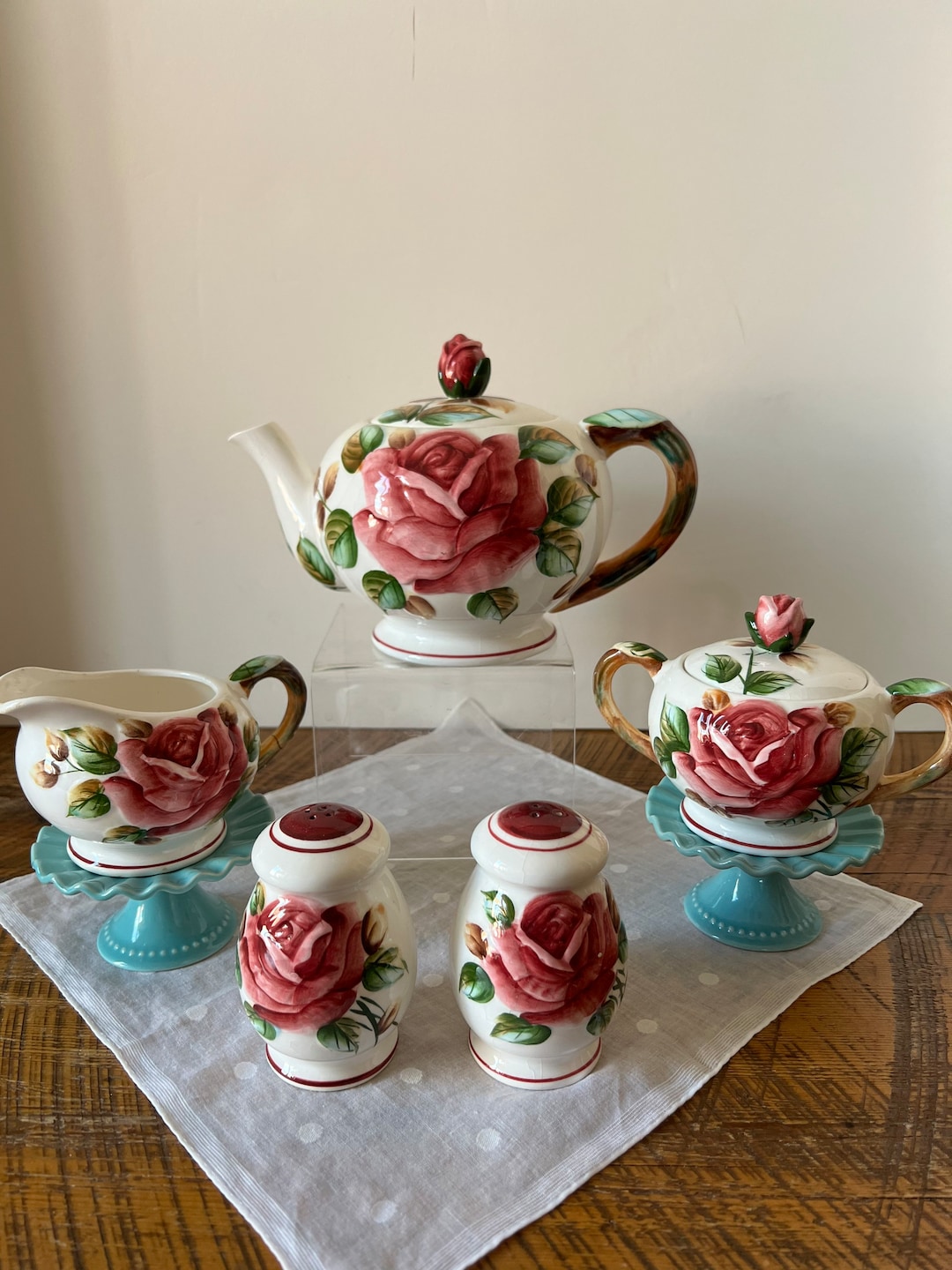 Vintage Lefton Americana Rose Mid Century Cottagecore 5 Piece Set - Etsy