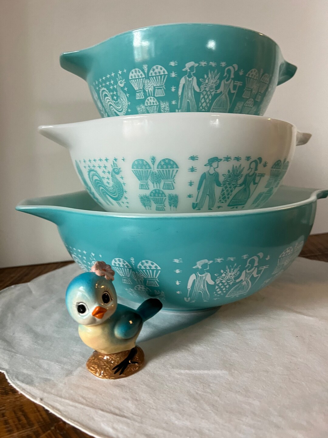 Vintage 3 Pyrex Amich Butterprint Pattern Cinderella White and ...