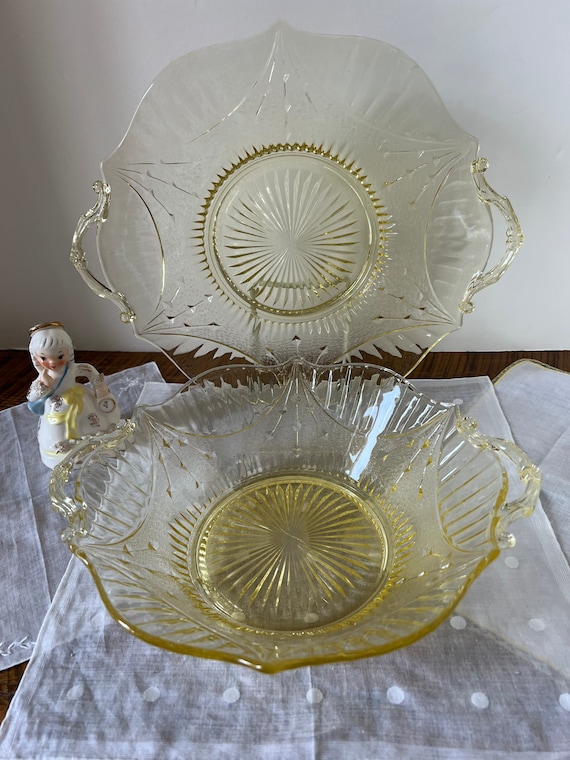 Vintage Lancaster Depression Glass Yellow - Etsy
