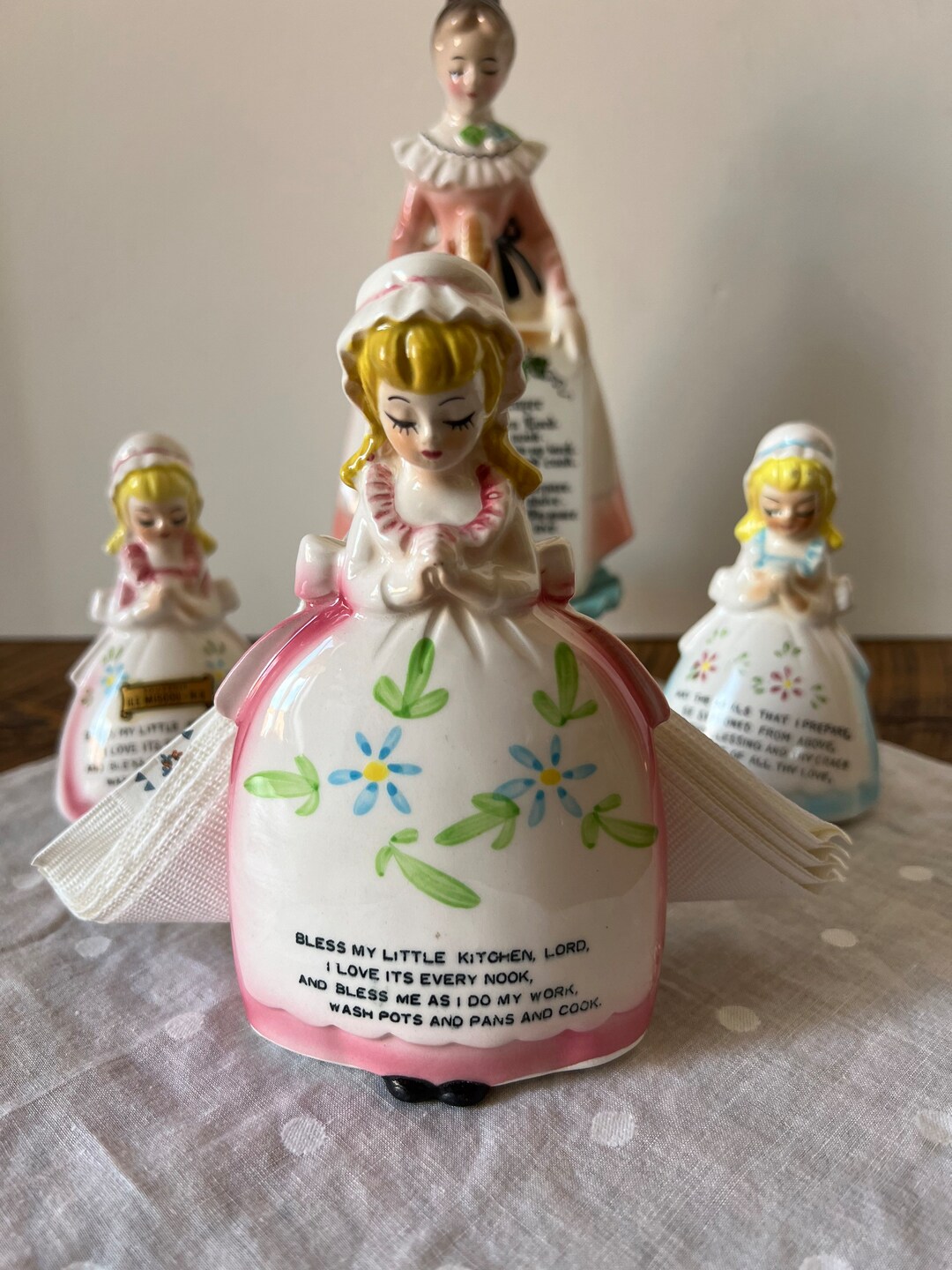 Vintage Enesco Made in Japan Ceramic Lady Wall Kitchen Prayer, Napkin ...