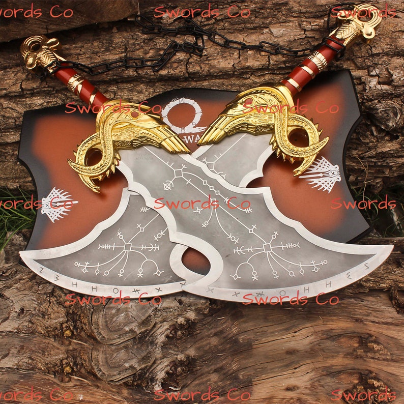 Twin Blade Kratos Sword Set Real Metal Blades of Chaos Replica With ...