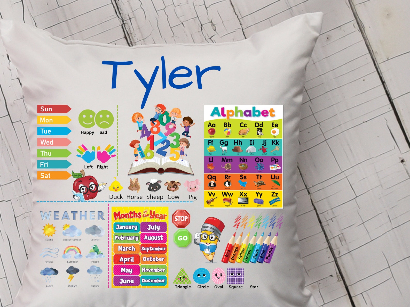 Learning Pillow PNG: Kids Educational Design (digital Download) - Etsy