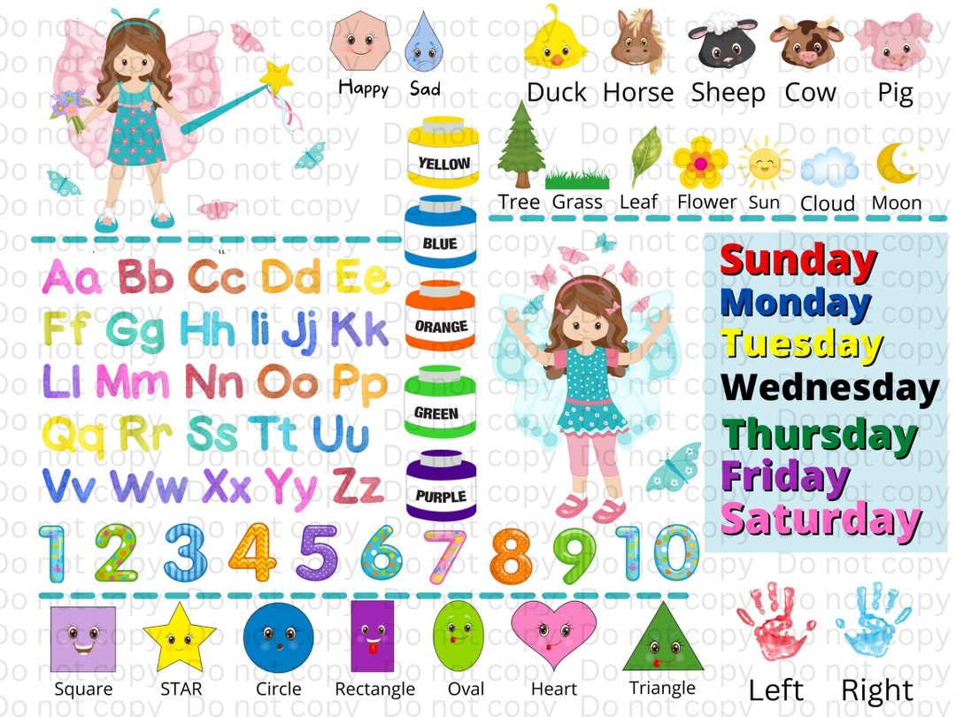 Kids Learning Pillow PNG: ABC, Numbers, Shapes (digital Download) - Etsy
