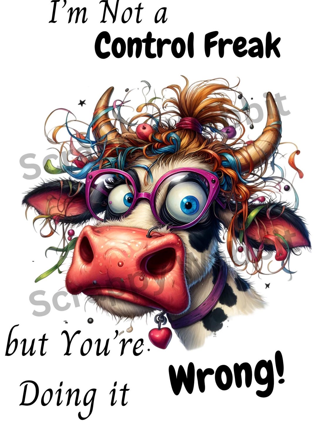 Control Freak Cow PNG: Funny Quirky Sublimation Design (digital ...