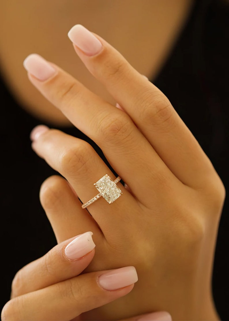 3.5 Ct Radiant Cut Engagement Ring Moissanite Engagement Ring - Etsy